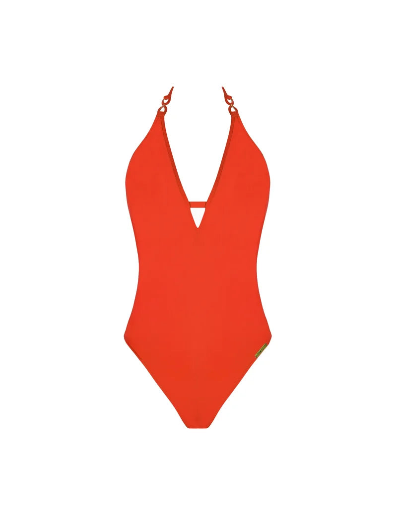 Lise Charmel Swimwear - Grace Infinie Plunging Back Swimsuit Orange ...
