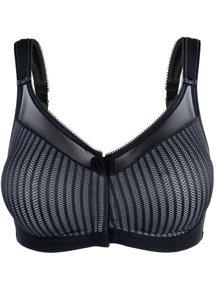 Berlei - Beauty Stripe Front Fastened Bra Black/Grey | Ouh La La